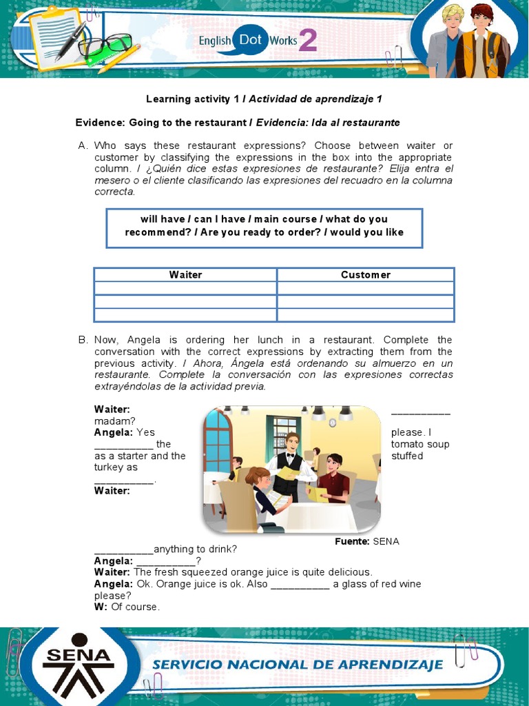 Expresiones en un Restaurante | PDF