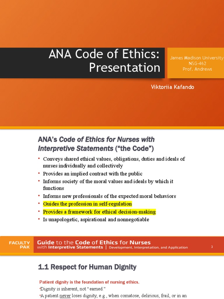 ANA Code of Ethics for Nurses Overview | PDF | Nursing | Value (Ethics)