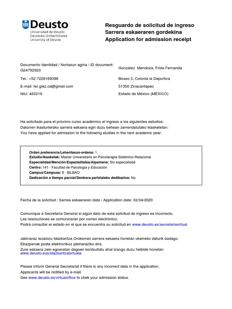 Formato Solicitud Master | PDF