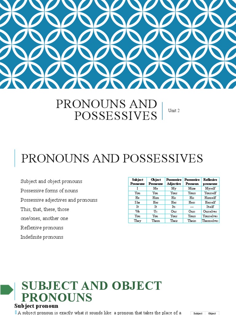 Understanding Pronouns and Possessives | PDF | Pronoun | Grammatical Gender