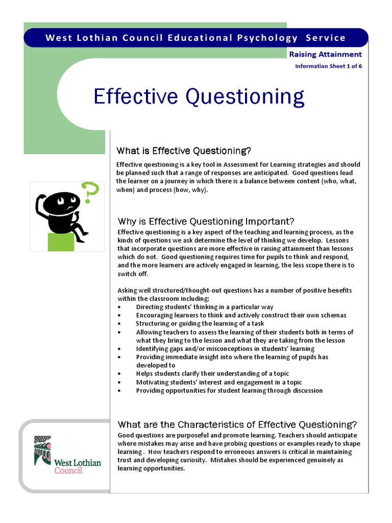 Effective Questioning: West Lothian Council Educational Psychology ...