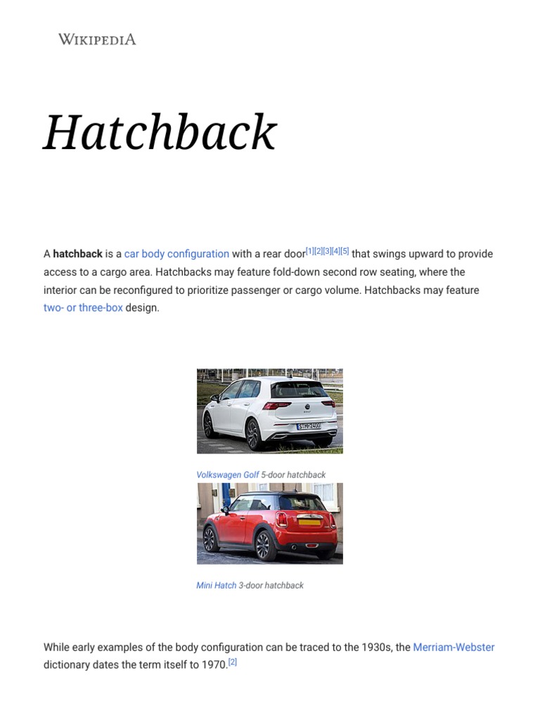 Hatchback: Car Body Configuration | PDF | Transport | Motor Vehicle