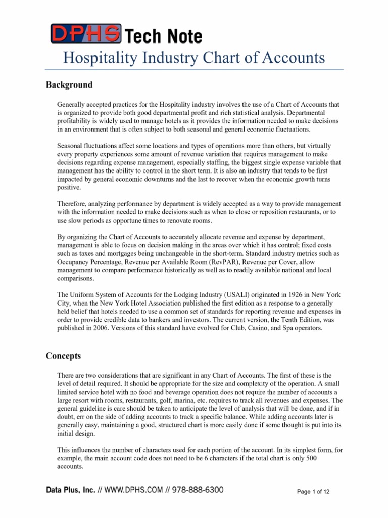 Hotel Chart of Account | PDF