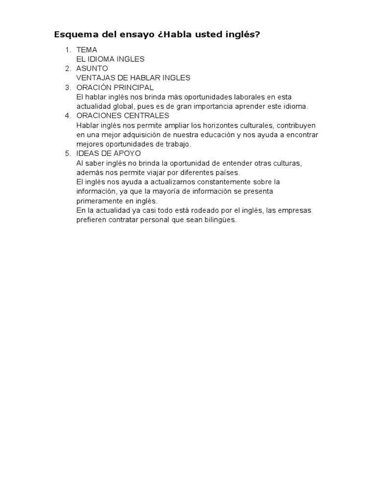 Esquema Ingles | PDF