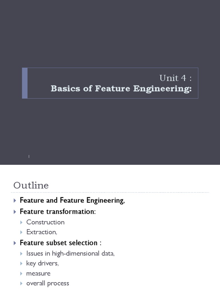 Unit 4 Basics of Feature Engineering | PDF | Machine Learning ...