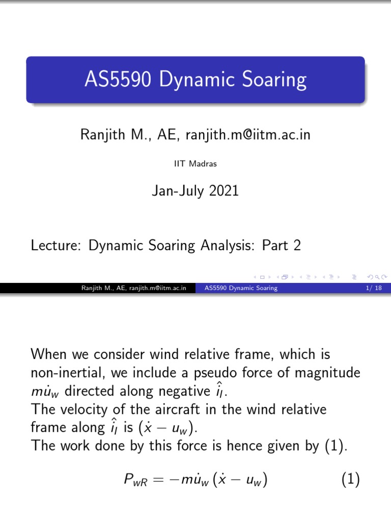 AS5590 Dynamic Soaring: Ranjith M., AE, Ranjith.m@iitm - Ac.in | PDF ...
