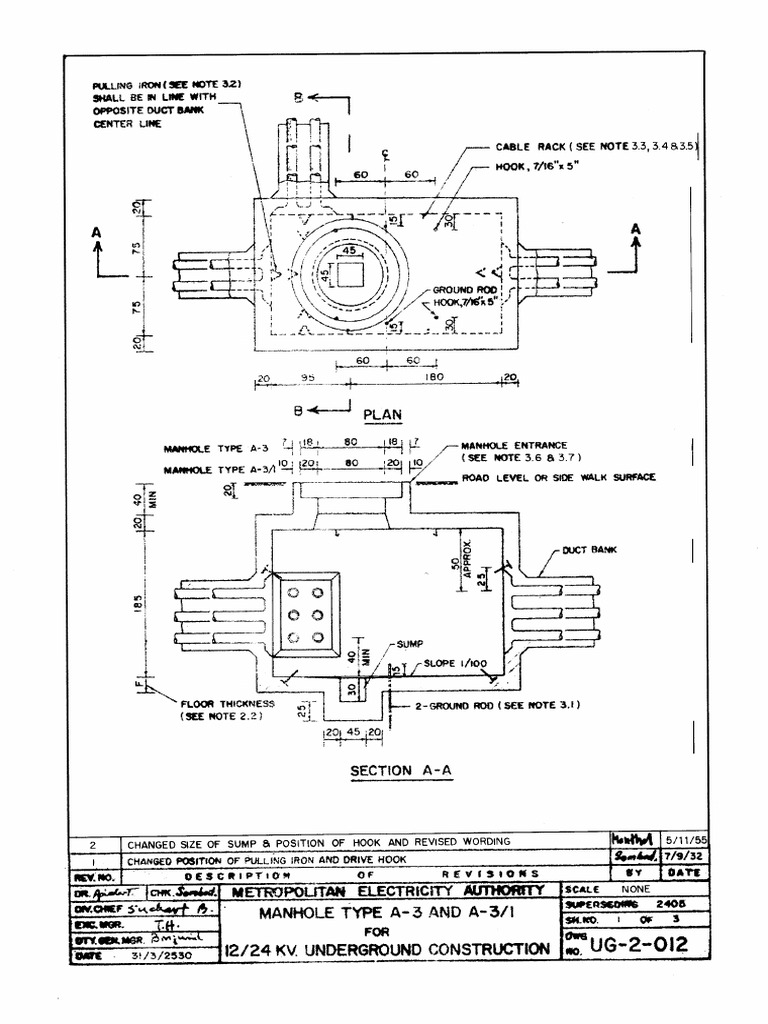 Manhole Type A-3 - A-3,1 For MV UG Construction (UG-2-012) | PDF