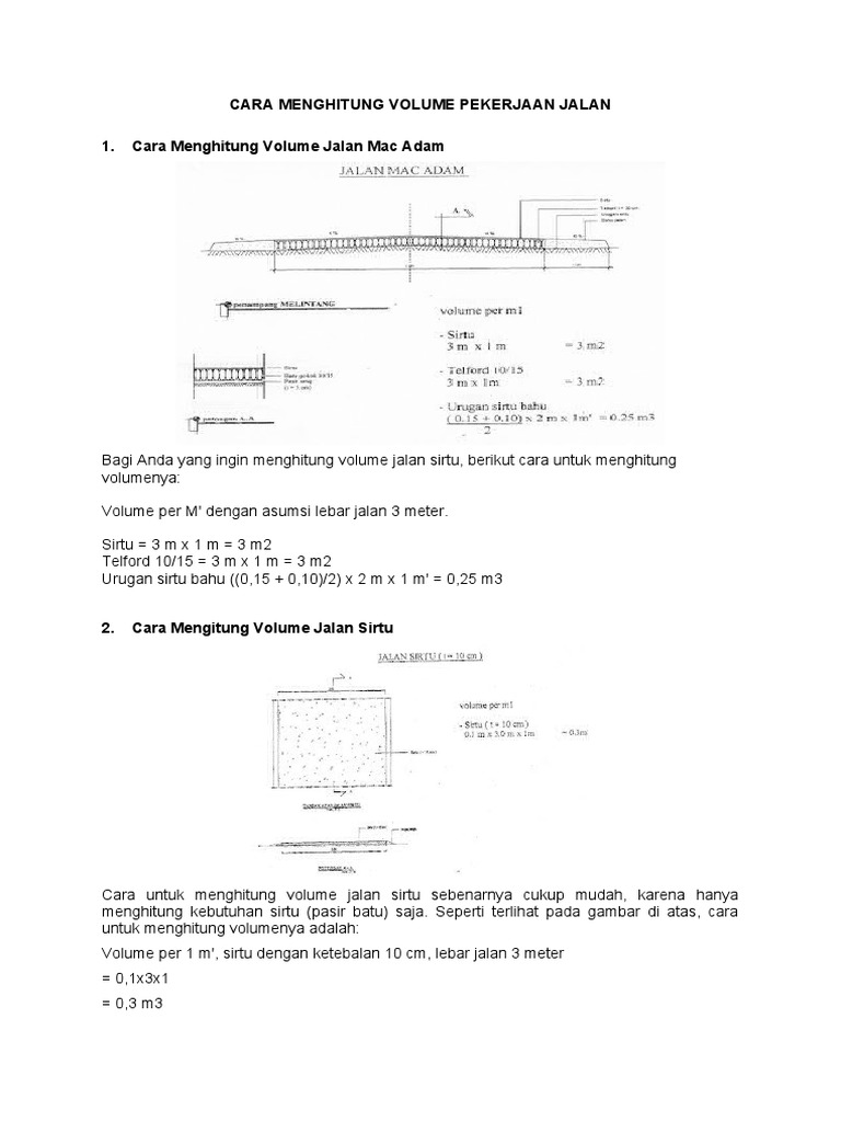 Cara Menghitung Volume Pekerjaan Jalan | PDF