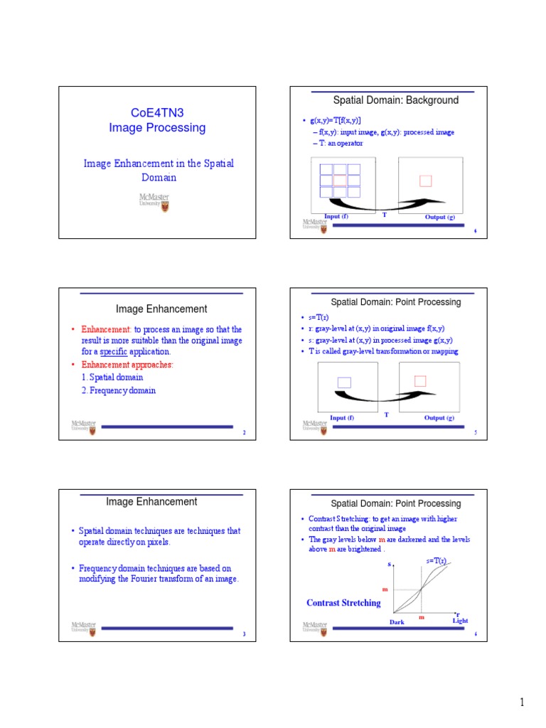 Coe4Tn3 Image Processing: Image Enhancement in The Spatial Image ...