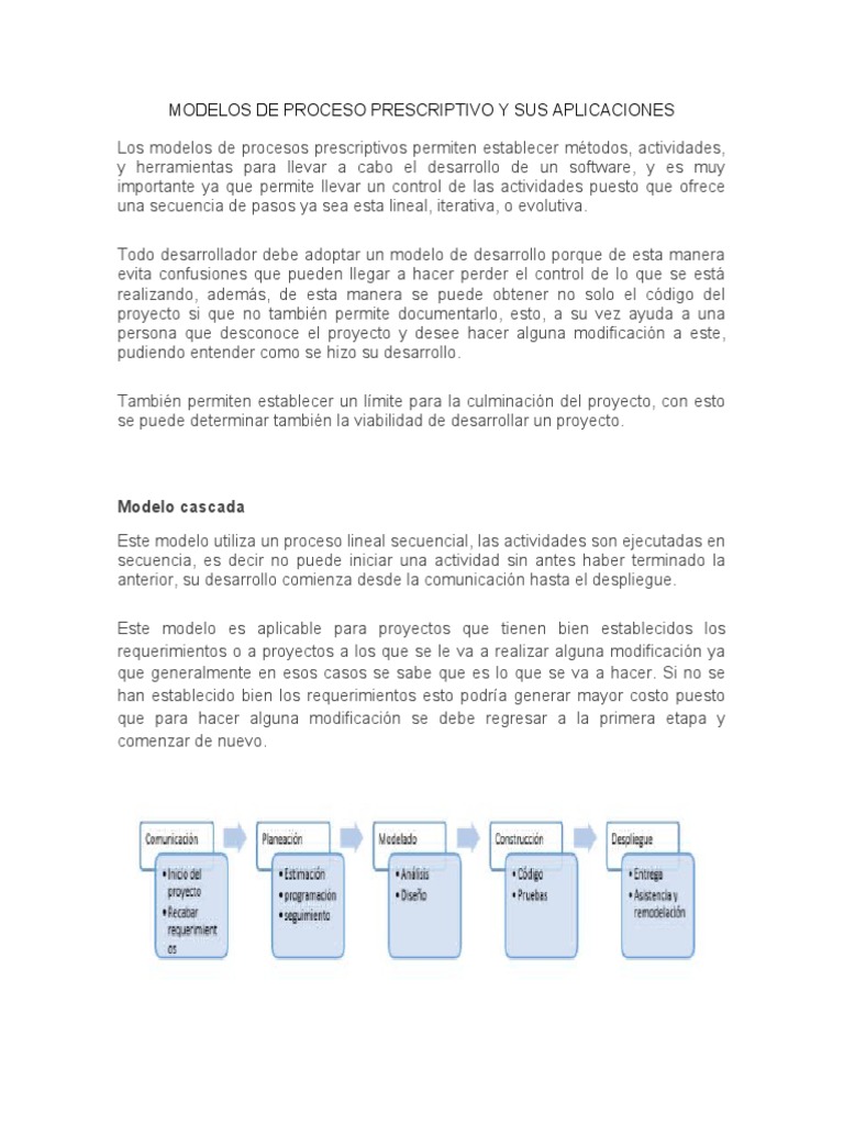 Modelos de Proceso Prescriptivo y Sus Aplicaciones | PDF | Software | Gestión de tecnología de ...