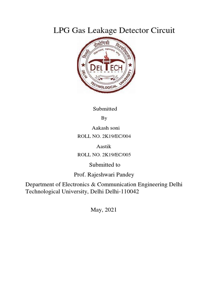 LPG Gas Detector Report | PDF | Rectifier | Sensor