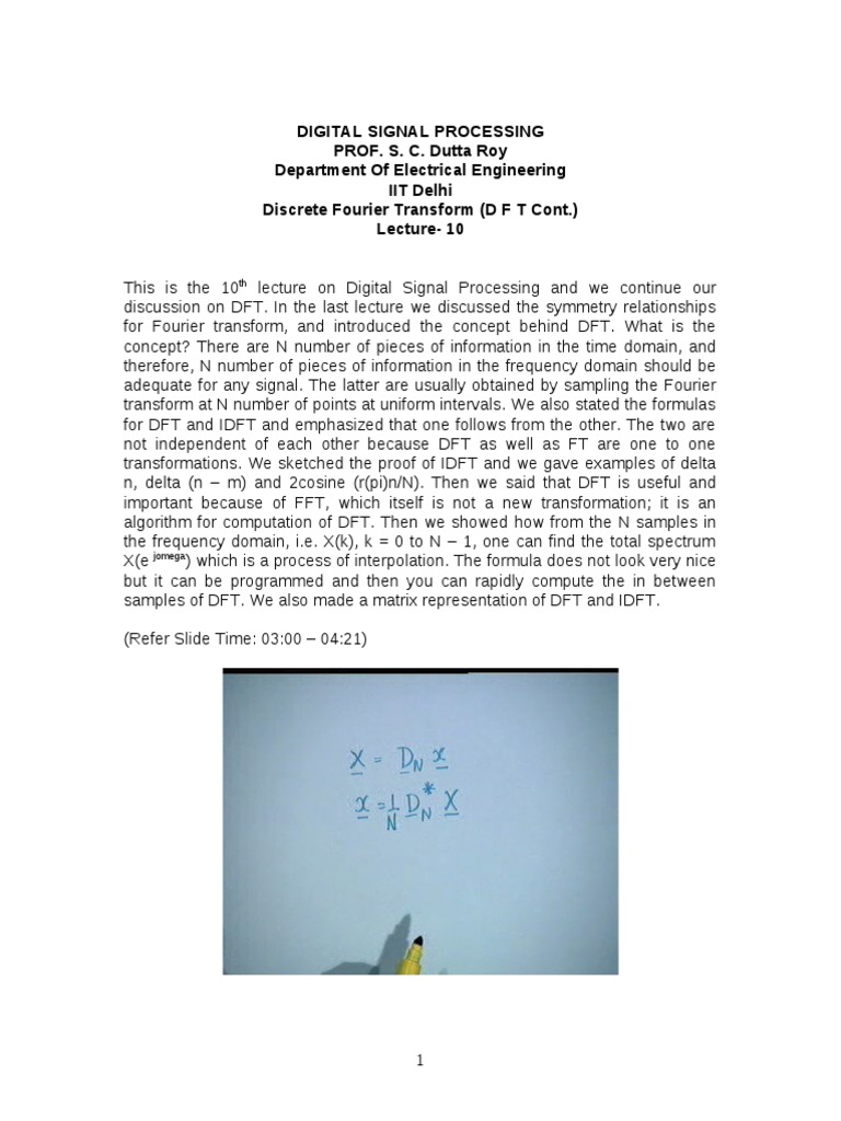 Digital Signal Processing PROF. S. C. Dutta Roy Department of ...