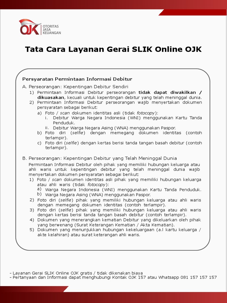 Tata Cara Permintaan Informasi Debitur SLIK Online Kantor Regional Atau ...