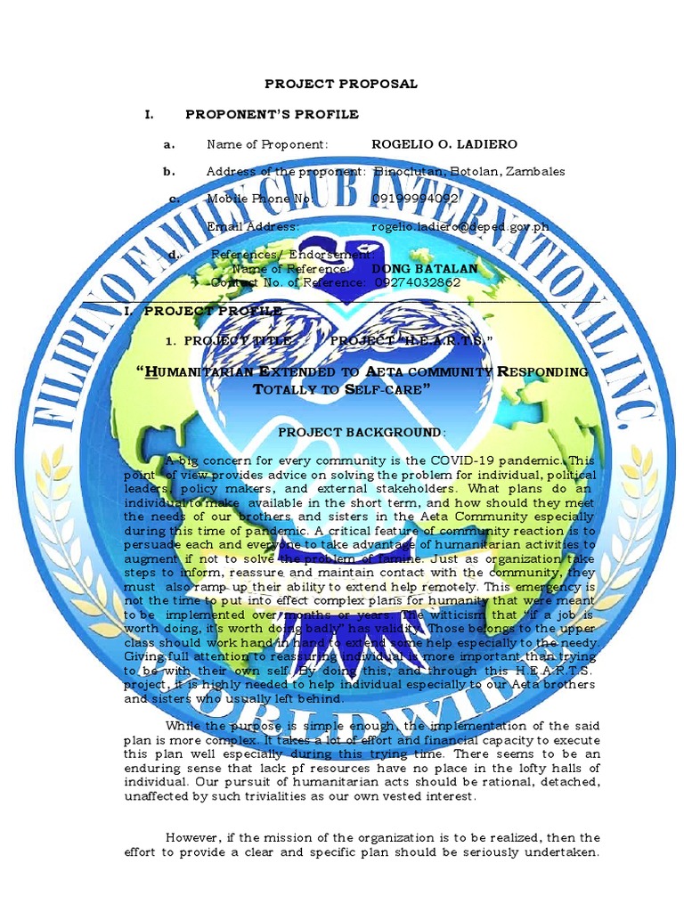 Project Proposal - HUMANITARIAN.1docx | PDF | Economies