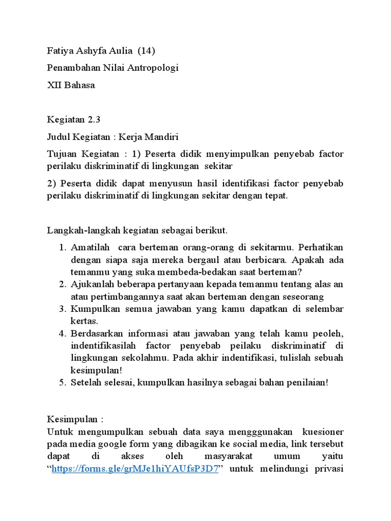 Fatiya Ashyfa Aulia Penambahan Nilai Antropologi 12 IBB | PDF | Ilmu Sosial