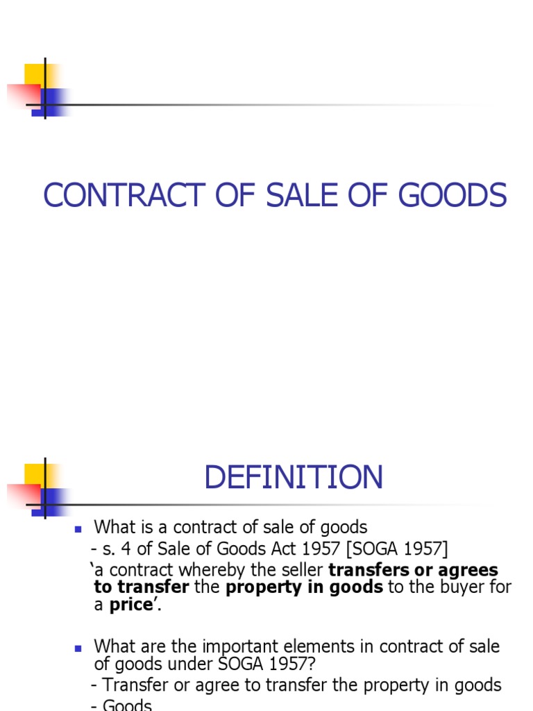Elements of The Contract of Sale of Goods | PDF | Microeconomics ...