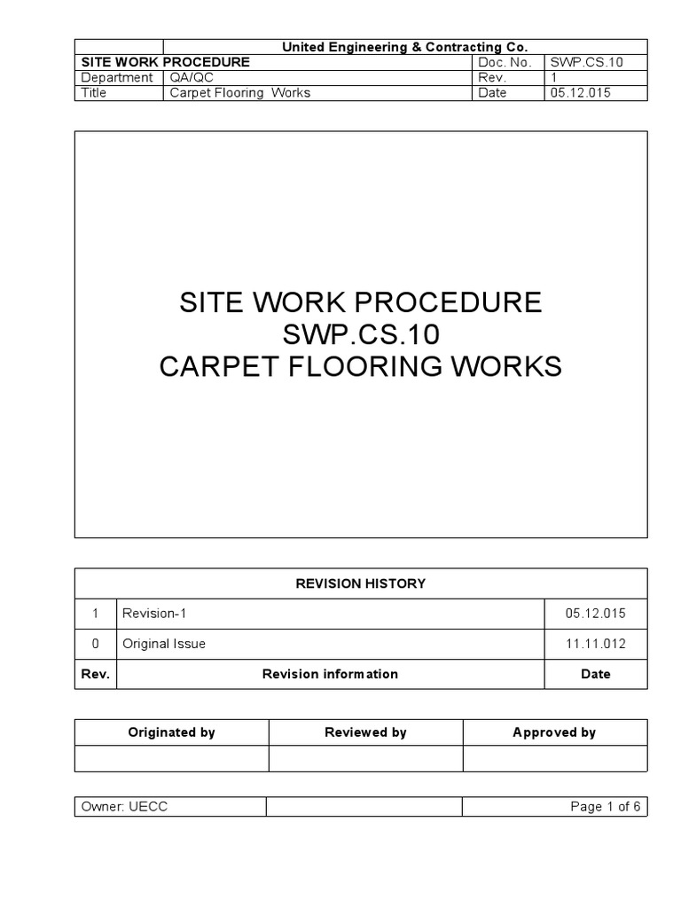 Carpet Floorring-Method Statement | PDF | Flooring | Carpet