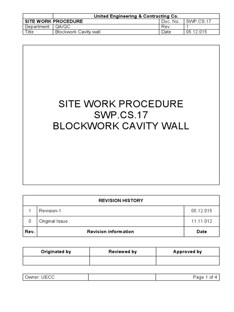 Cavity Wall-Method Statement | PDF | Wall | Building Insulation