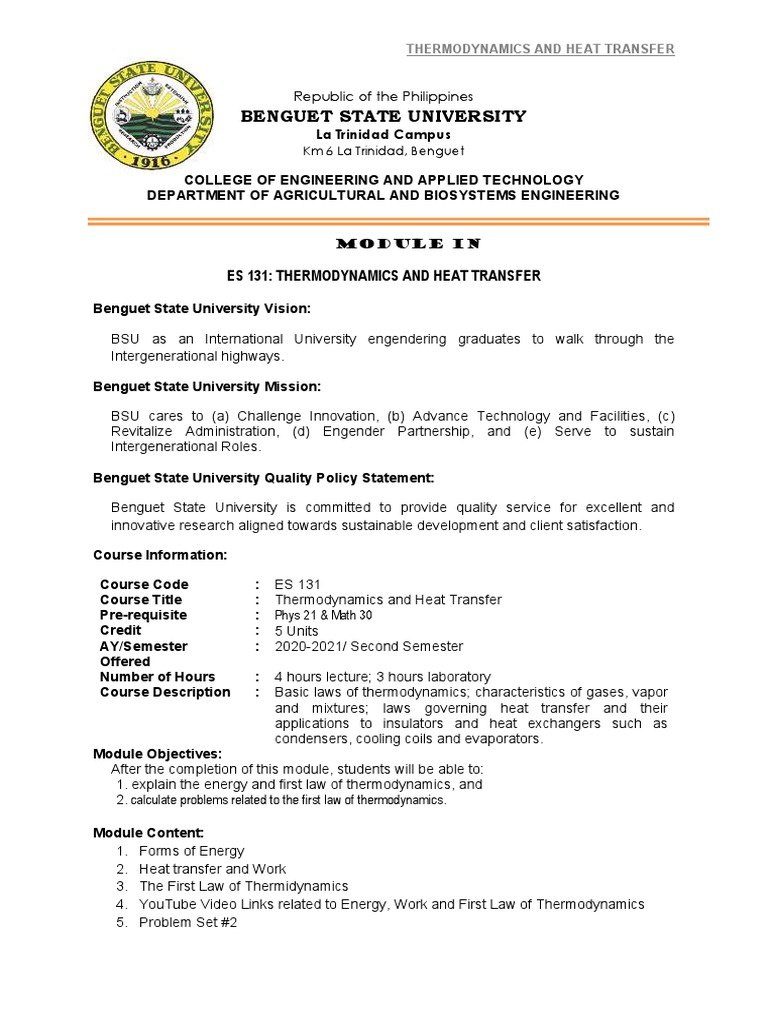 ABE131 - Lesson 2 Energy and The First Law of Thermodynamics | PDF ...