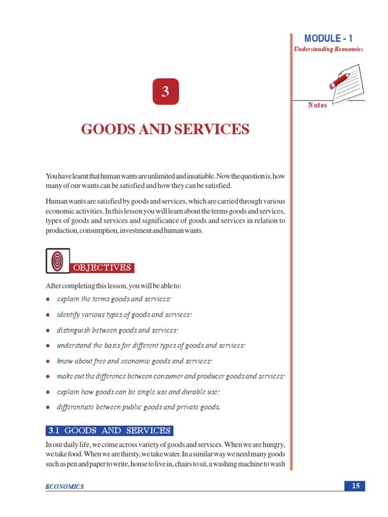 Goods and Services: Module - 1 | PDF | Goods | Final Good