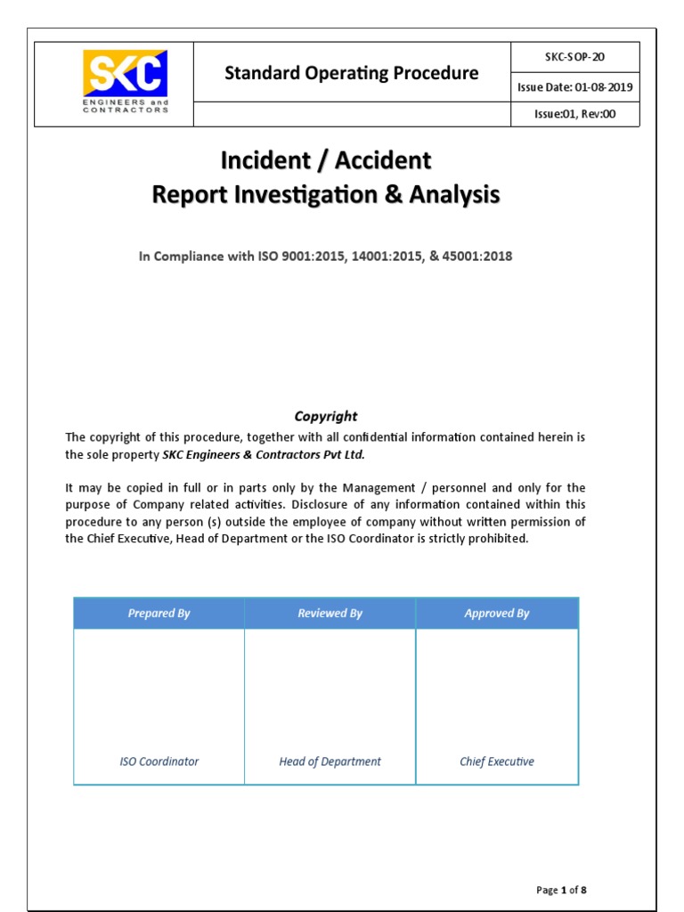 Procedure For Incident Accident Reporting Investigation & Analysis ...