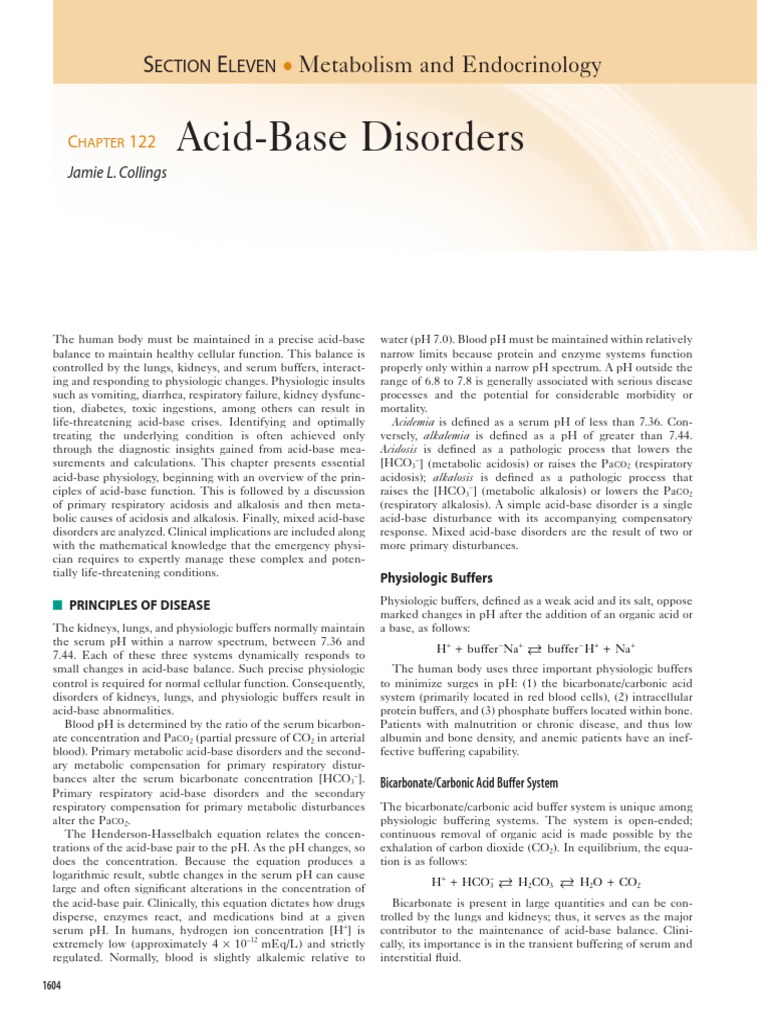 Acid Base Disorders | PDF | Buffer Solution | Diseases And Disorders