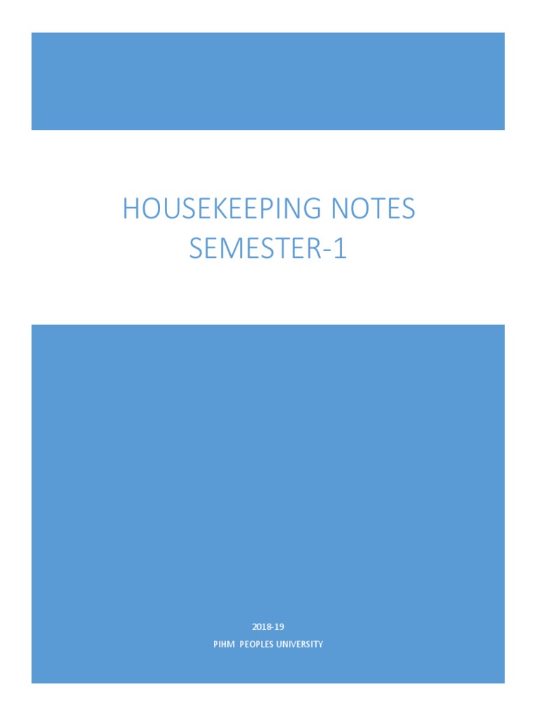 Housekeeping Notes Semester-1: 2018-19 Pihm Peoples University | PDF ...