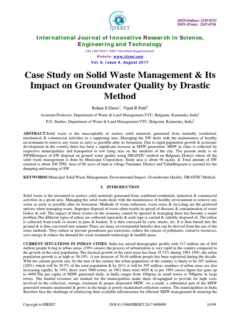 Case Study On Solid Waste Management & Its | PDF | Municipal Solid ...
