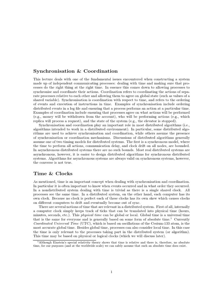 Synchronization Notes Pdf Time Distributed Computing