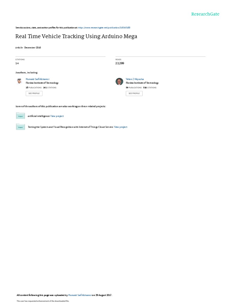 Real Time Vehicle Tracking Using Arduino Mega: December 2016 | PDF ...