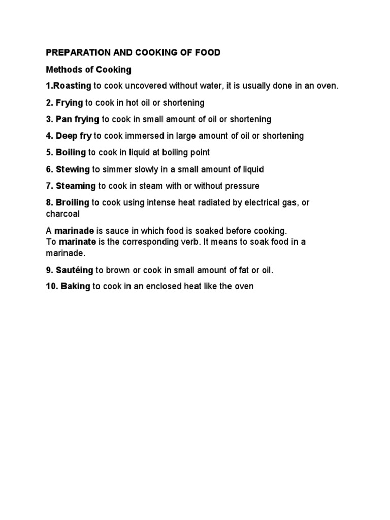 Preparation and Cooking of Food | PDF