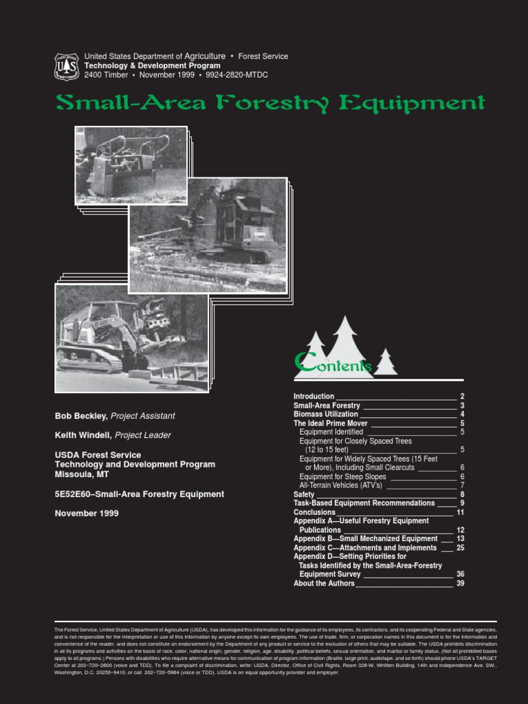 Small-Area Forestry Equipment Guide | PDF | Forestry | Lumber