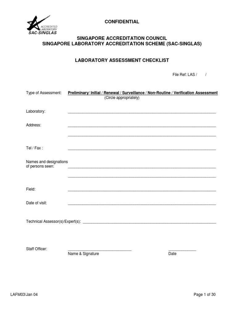 Confidential Singapore Accreditation Council Singapore Laboratory ...