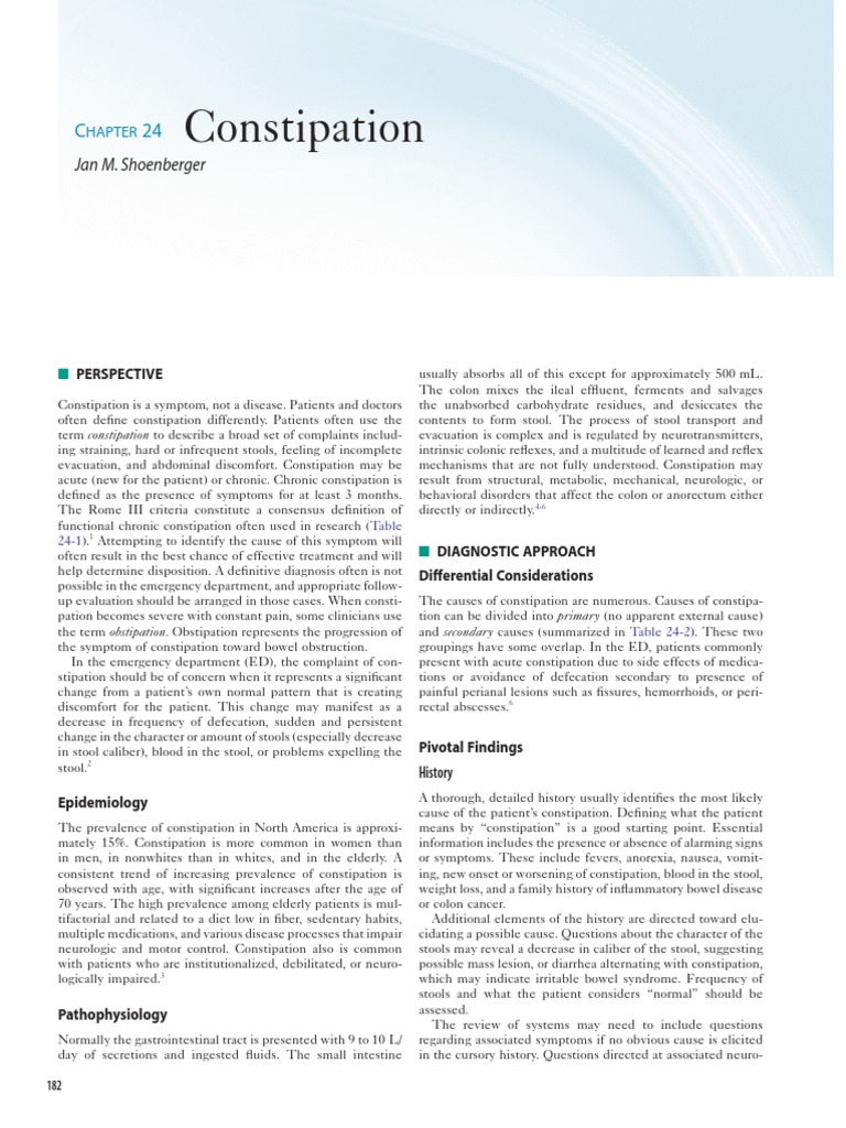 Constipation: Jan M. Shoenberger | PDF | Constipation | Health Sciences
