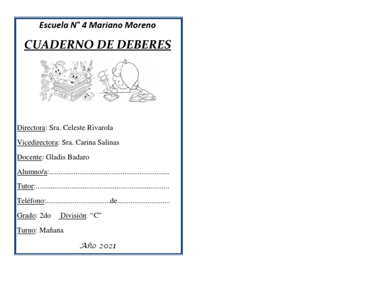 Carátula Cuaderno de Deberes | PDF