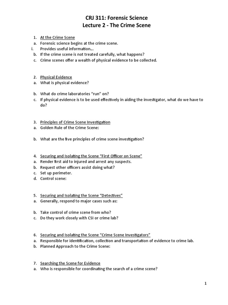 CRJ 311: Forensic Science Lecture 2 - The Crime Scene | PDF | Crime ...