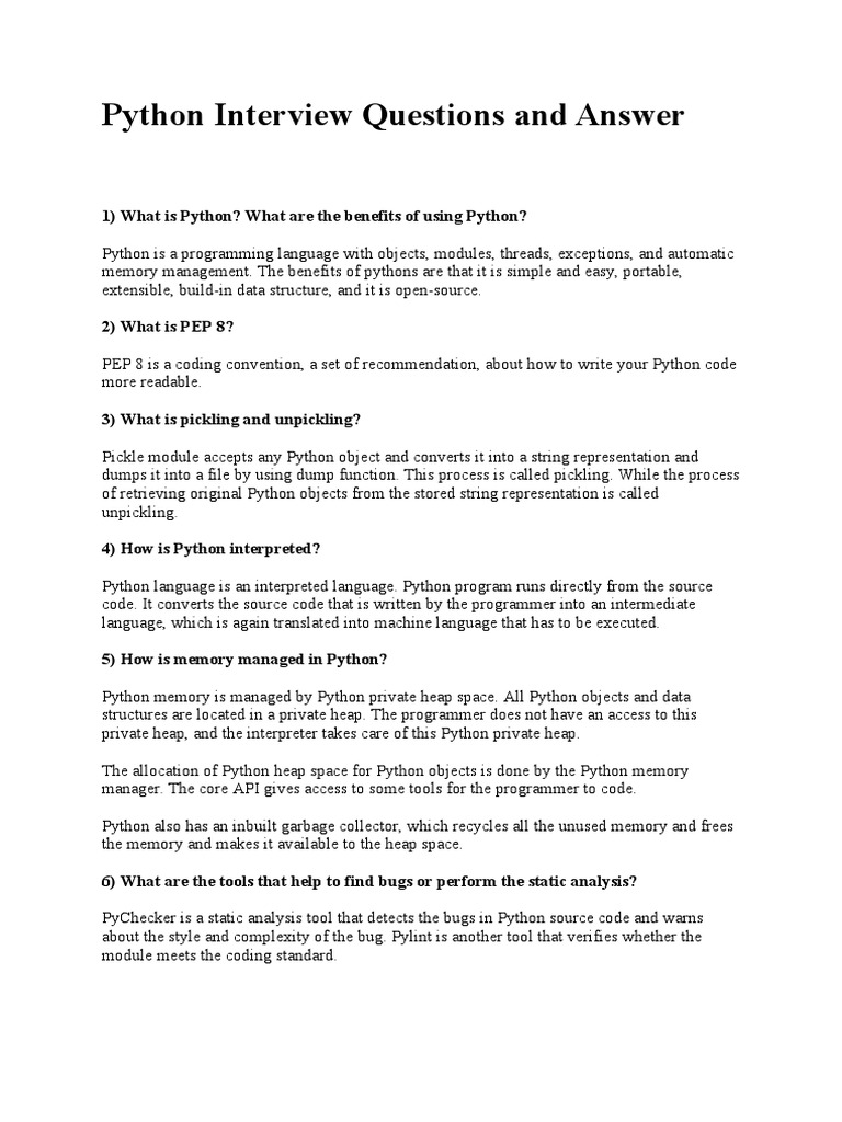 Python Interview Questions and Answer | PDF | Class (Computer Programming) | Inheritance (Object ...