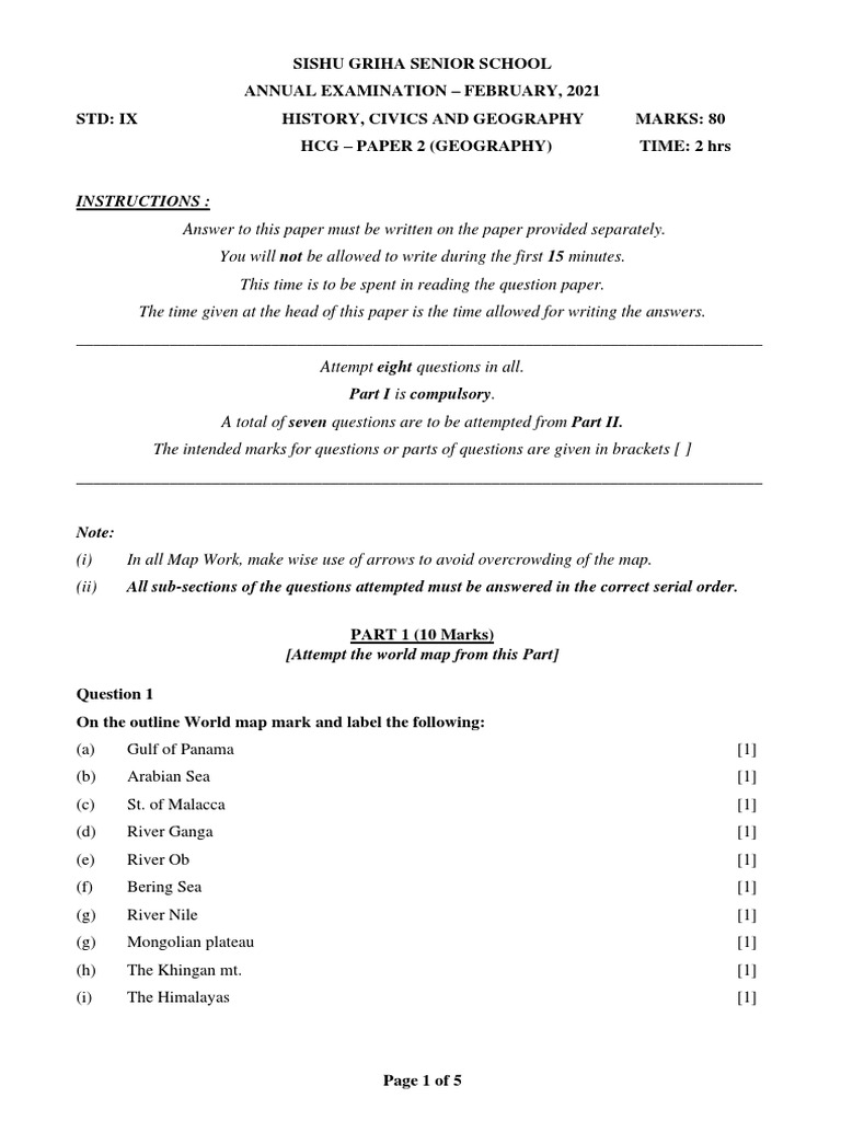 Annual Examination Grade 9 Geography | PDF | Volcano | Forests
