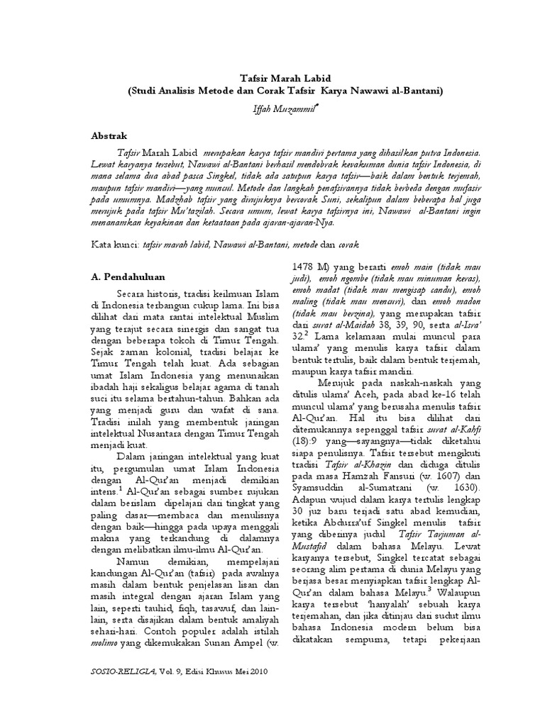 Tafsir Marah Labid: Karya Nawawi | PDF | Sejarah | Agama & Spiritualitas