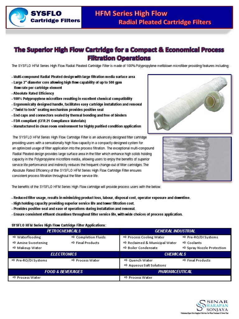 SYSFLO - HFM Series High Flow Radial Pleated Cartridge-SHS | PDF ...