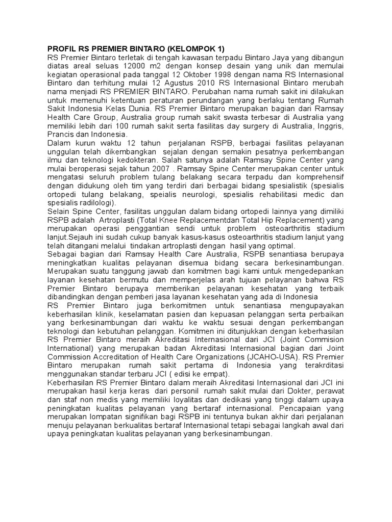 Bahan Profil RS | PDF