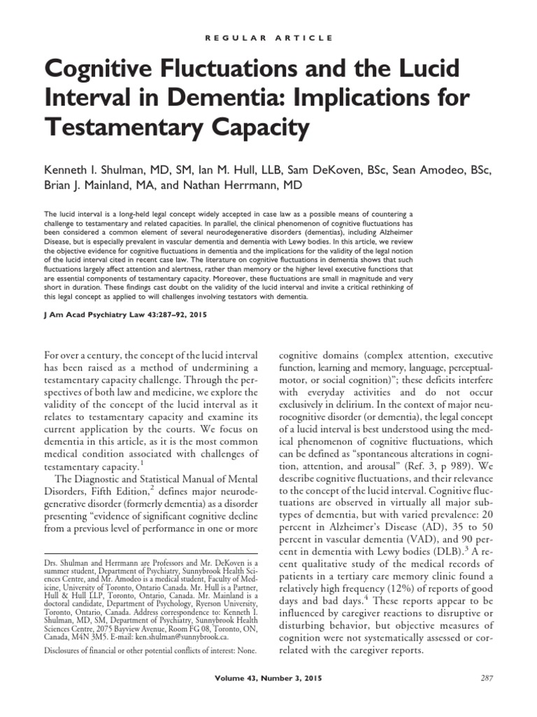 Lucid Interval and Cognitive Fluctuations - Full | PDF | Dementia ...