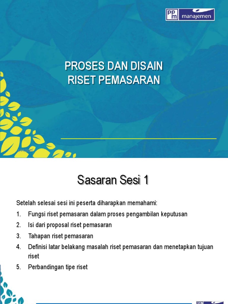Sesi 1 Proses Riset Pemasaran - 2018 | PDF | Bisnis