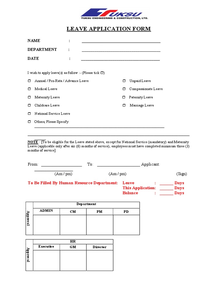 Leave Application Form | PDF | Parental Leave | Business Ethics