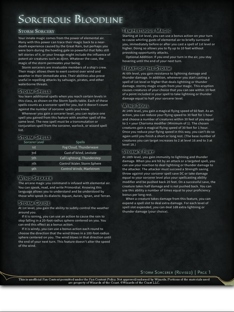 Sorcerer - Storm Sorcery (Revised) - GM Binder | PDF | Magician ...