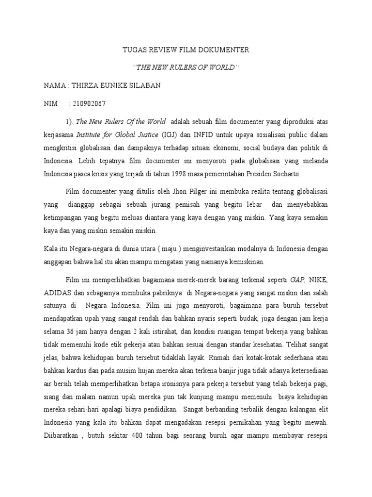 Tugas Review Film Dokumenter | PDF | Ilmu Sosial