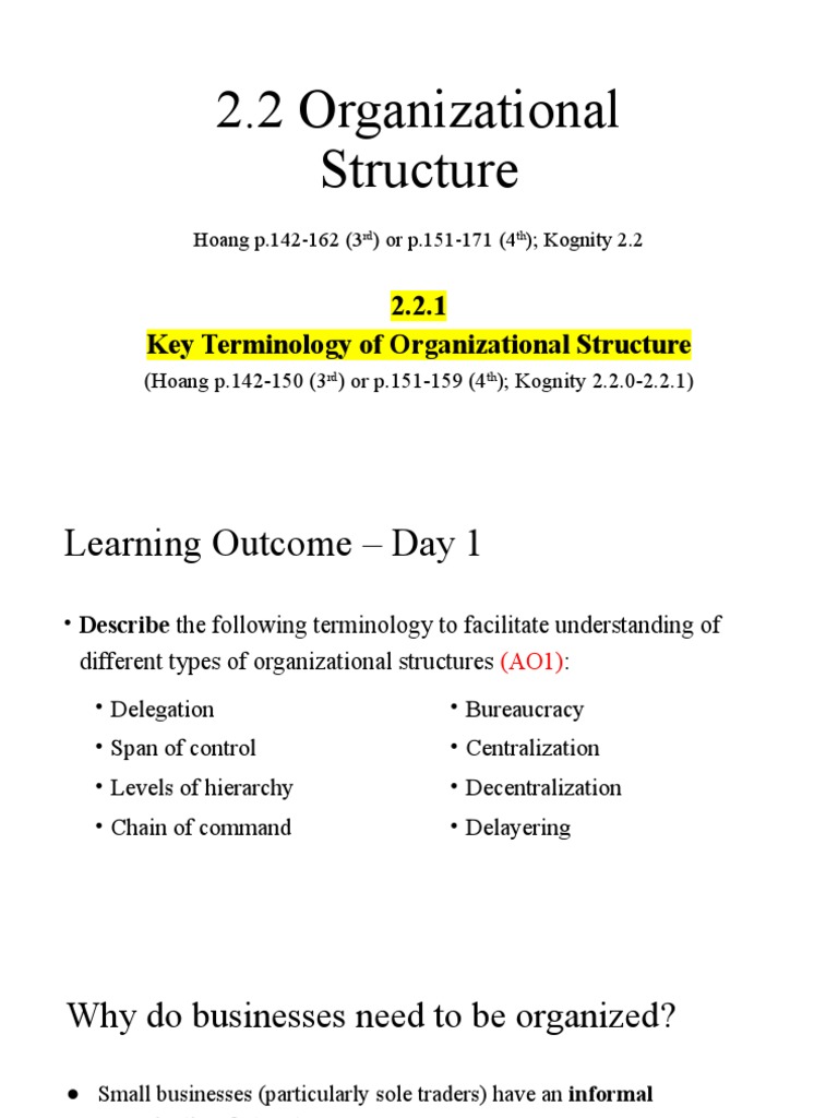2.2.1 Organizational Structure Key Terminology NOTES | PDF ...