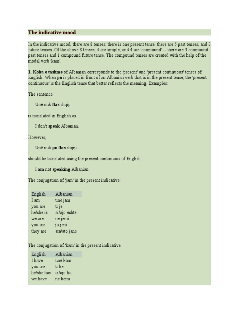 The Indicative Mood | PDF | Grammatical Tense | Verb
