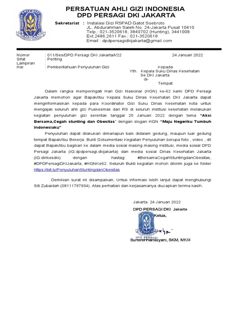 Surat Pemberitahuan Penyuluhan Serentak HGN 62 | PDF | Ilmu Sosial