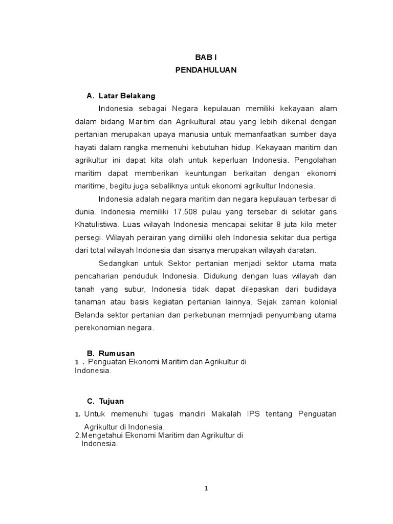 Makalah Penguatan Ekonomi Maritim Dan Agrikultur Di Indonesia | PDF